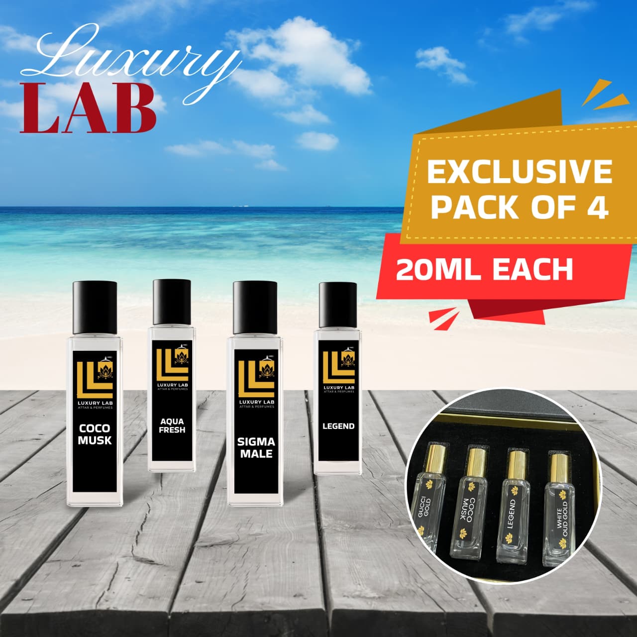 Combo offer - Buy any 4 perfumes @ 599/- only - Luxury Lab